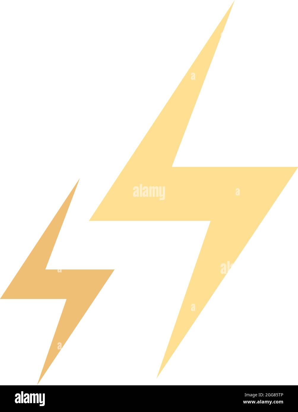 Golden electricity sign, illustration, on a white background Stock ...