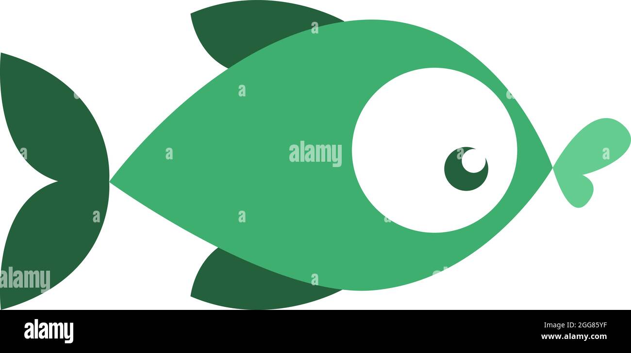 Green fish, illustration, on a white background Stock Vector Image ...