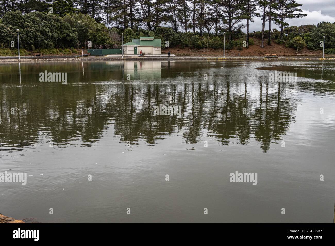 Walkers at Aotea Lagoon maintaining social distancing during lockdown ...