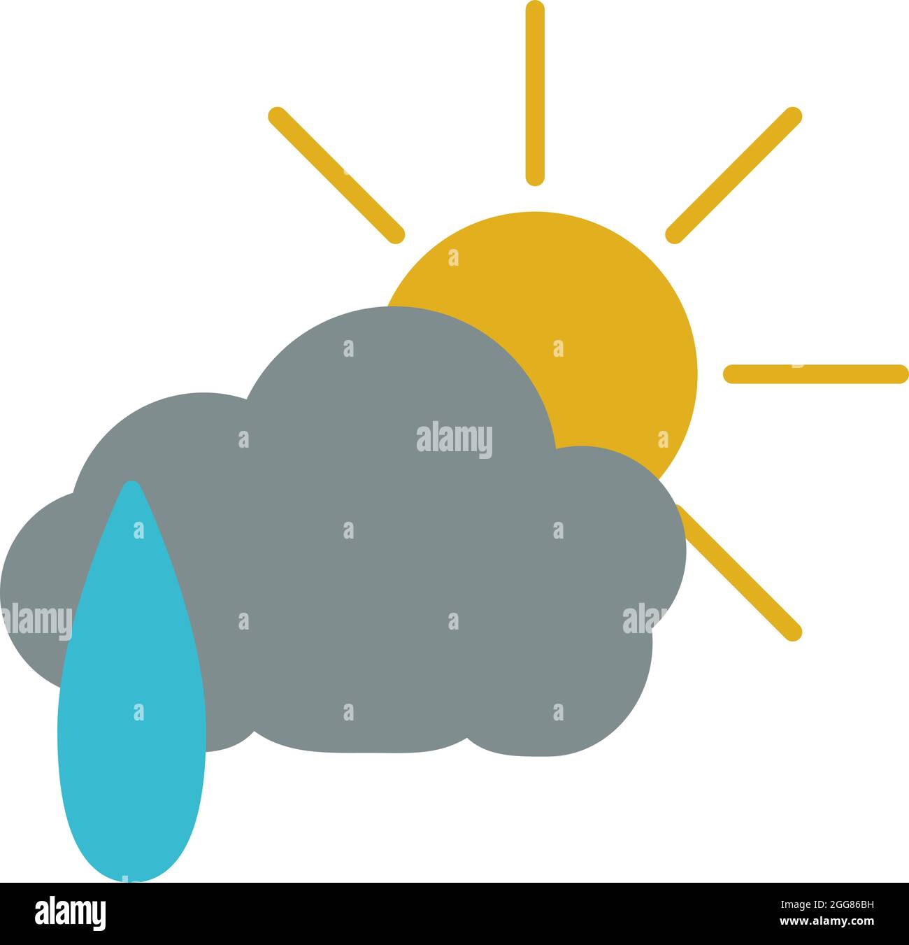 Rain cloud with small chance of sun, illustration, on a white ...