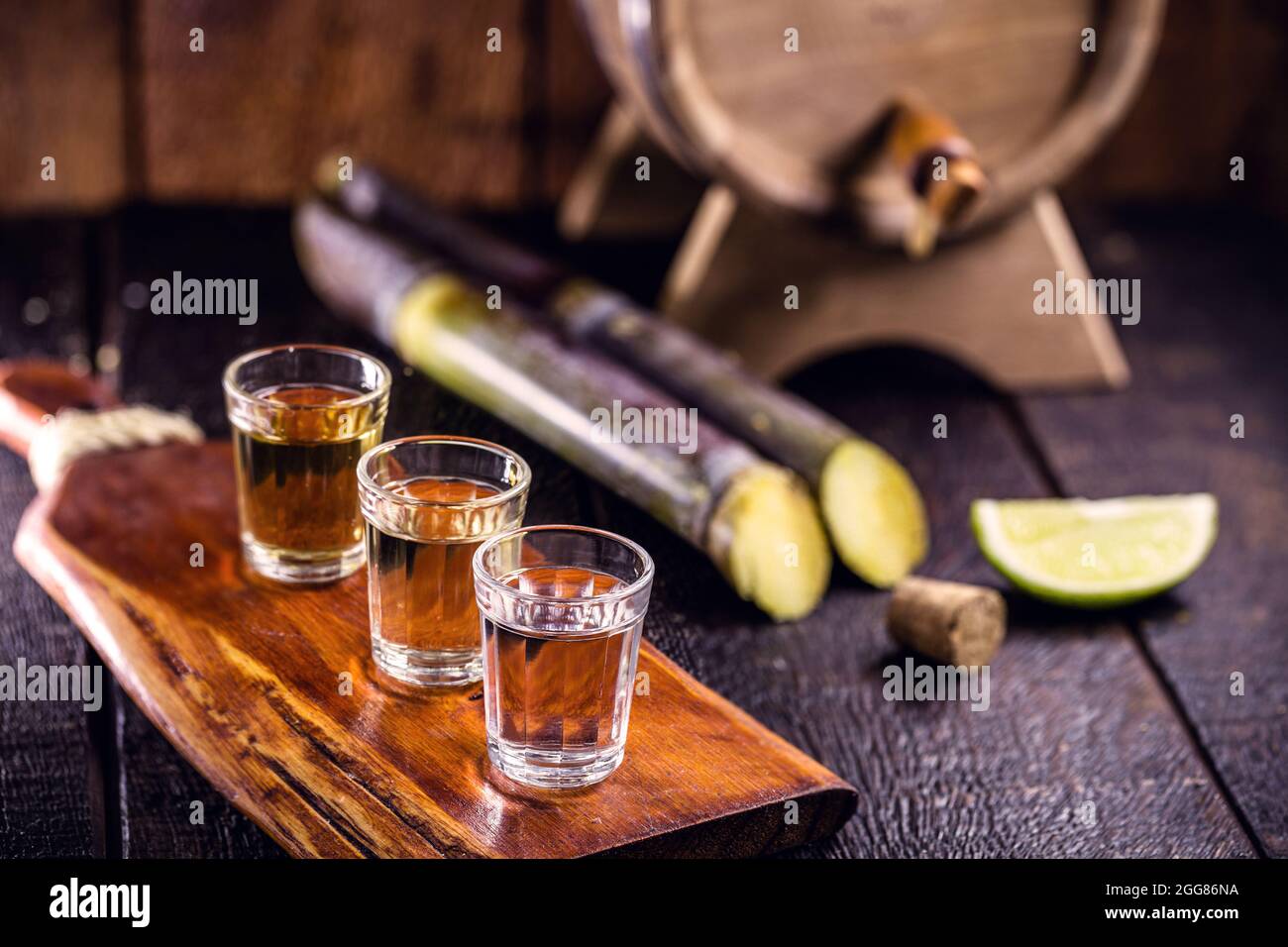 cups of cachaça, a Brazilian drink made from sugar cane, a Brazilian ...