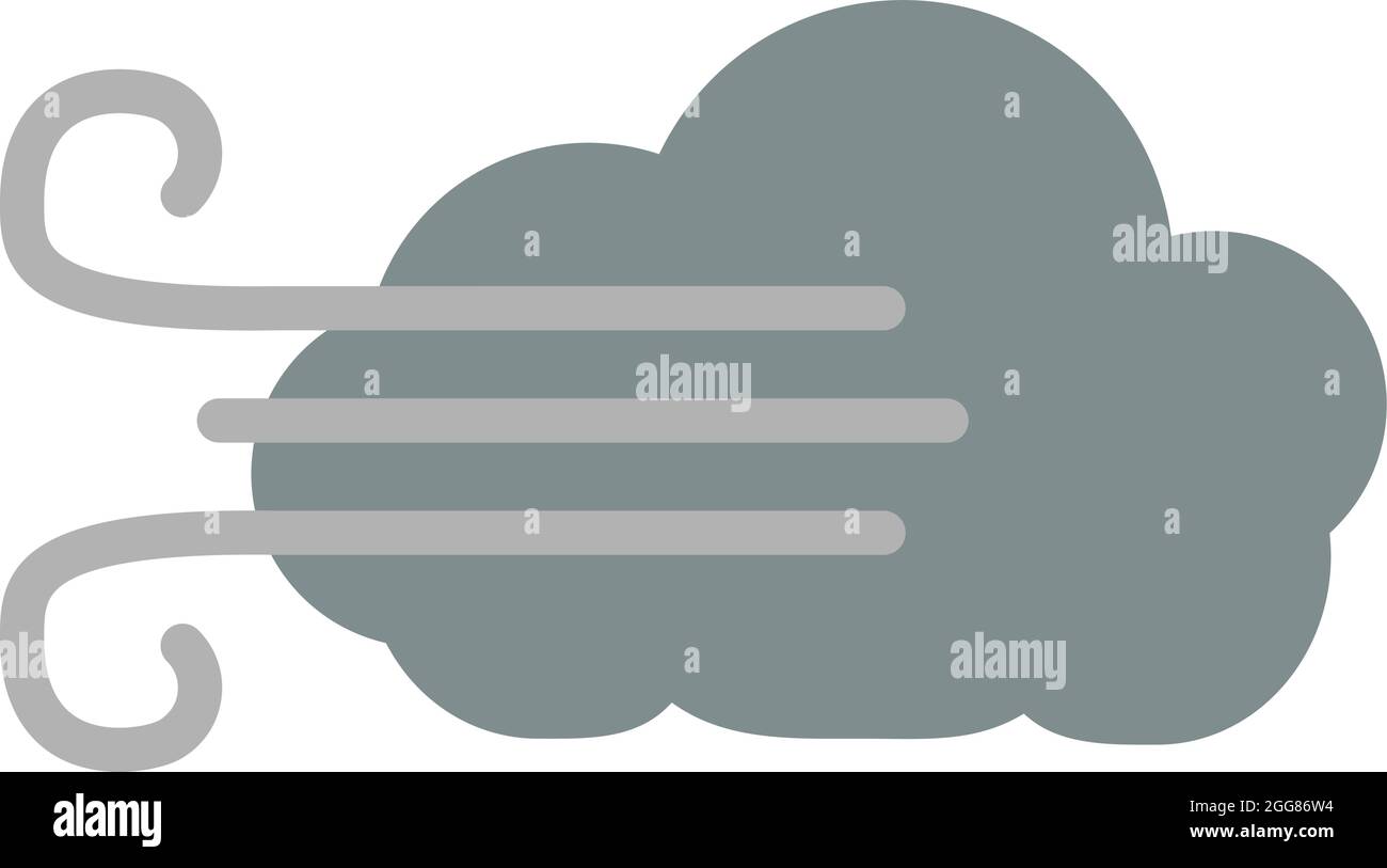 Grey windy cloud, illustration, on a white background Stock Vector ...
