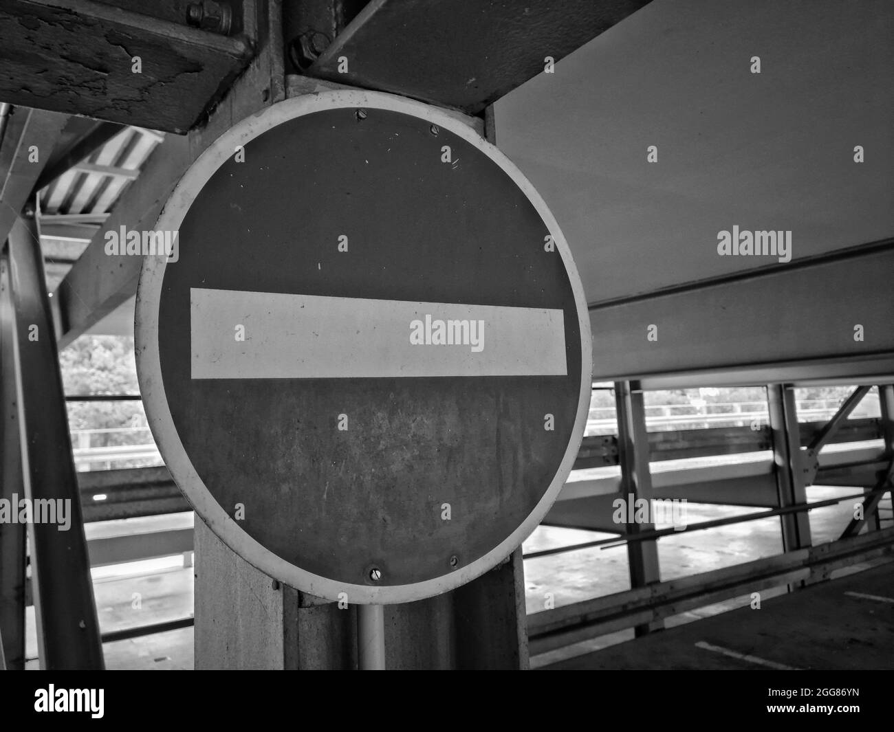 A grayscale shot of a stop sign Stock Photo - Alamy