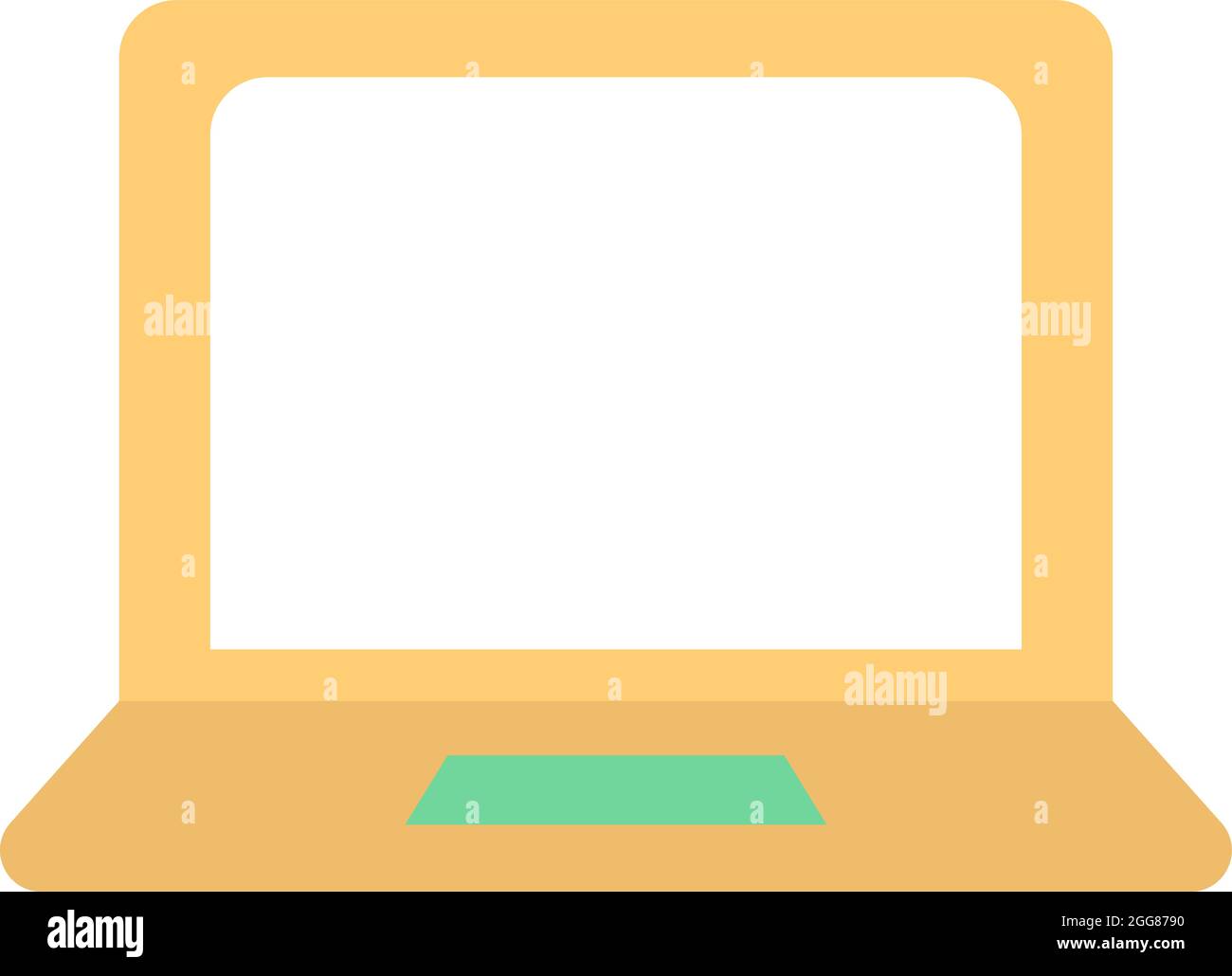 Yellow study laptop, illustration, on a white background Stock Vector ...