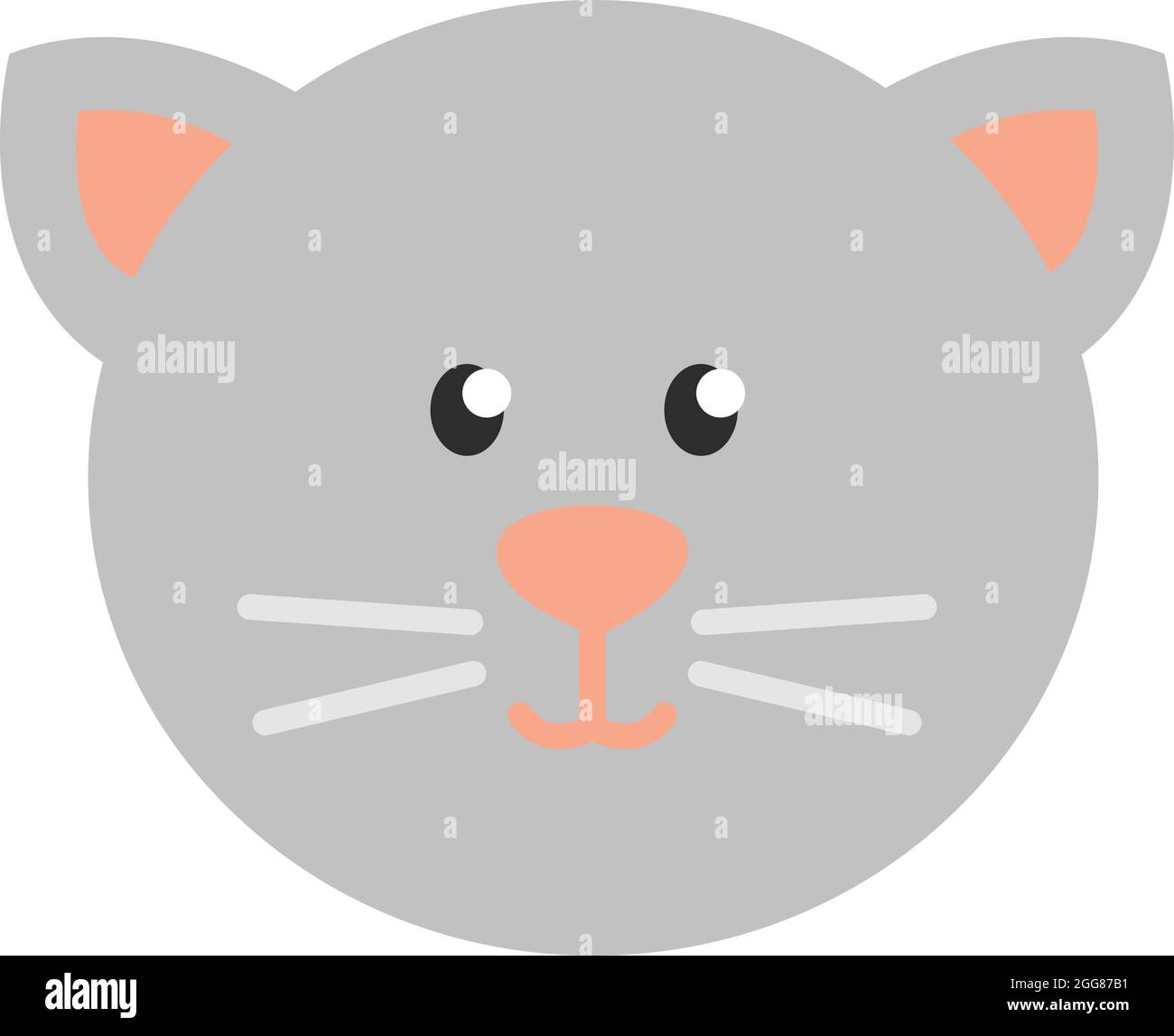 Grey cat head, illustration, vector on a white background Stock Vector ...
