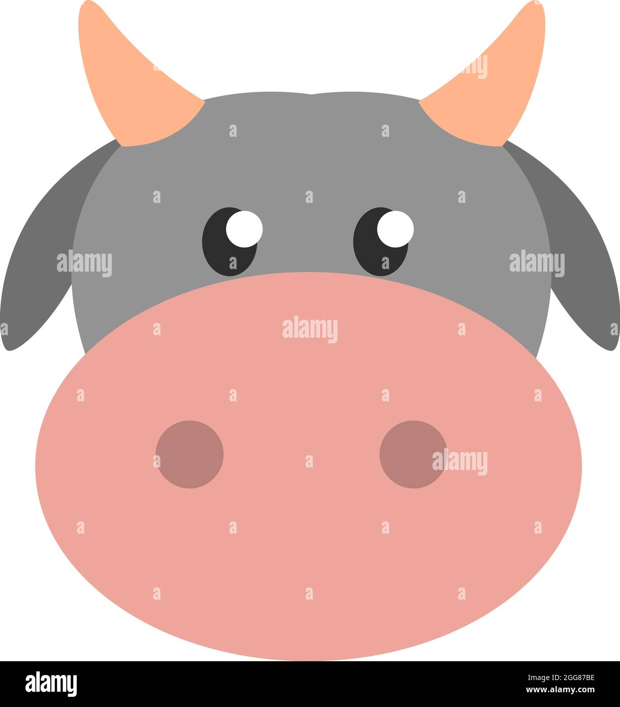 Grey cow head, illustration, vector on a white background Stock Vector ...