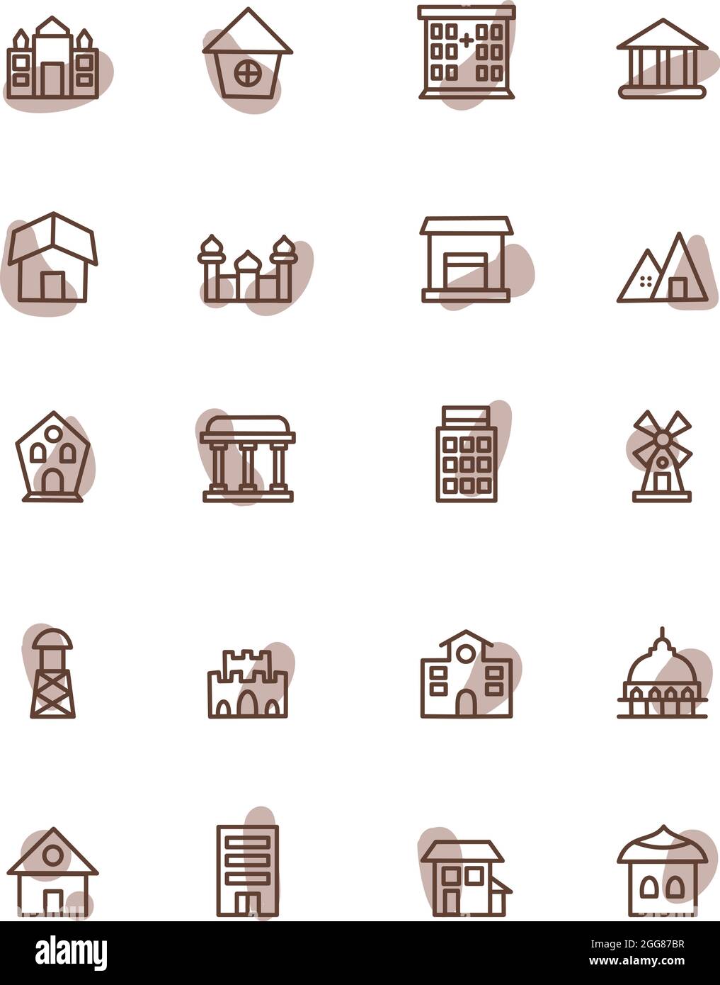 Brown buildings, illustration, vector on a white background Stock ...