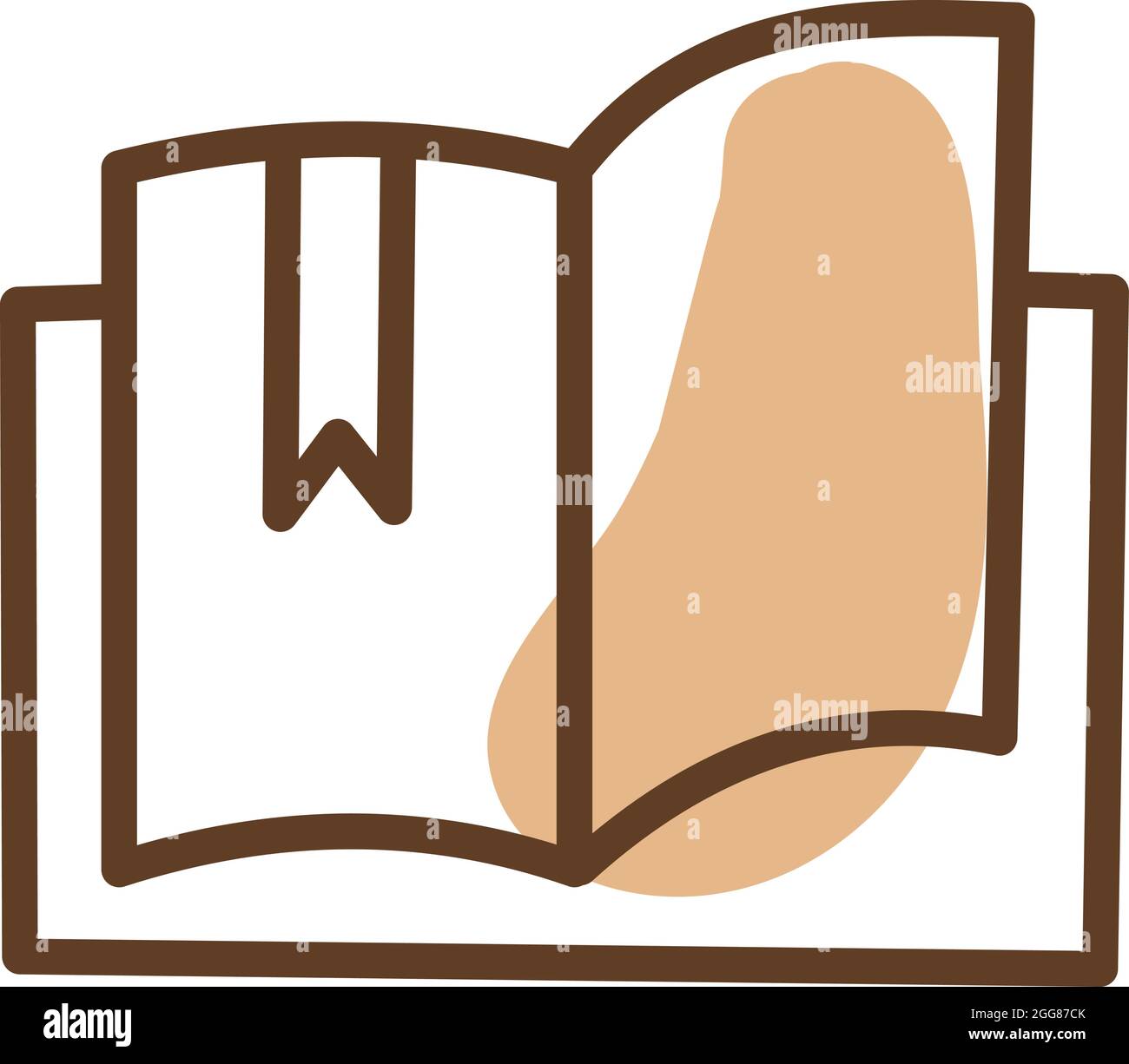 Open brown book, illustration, vector on a white background Stock ...