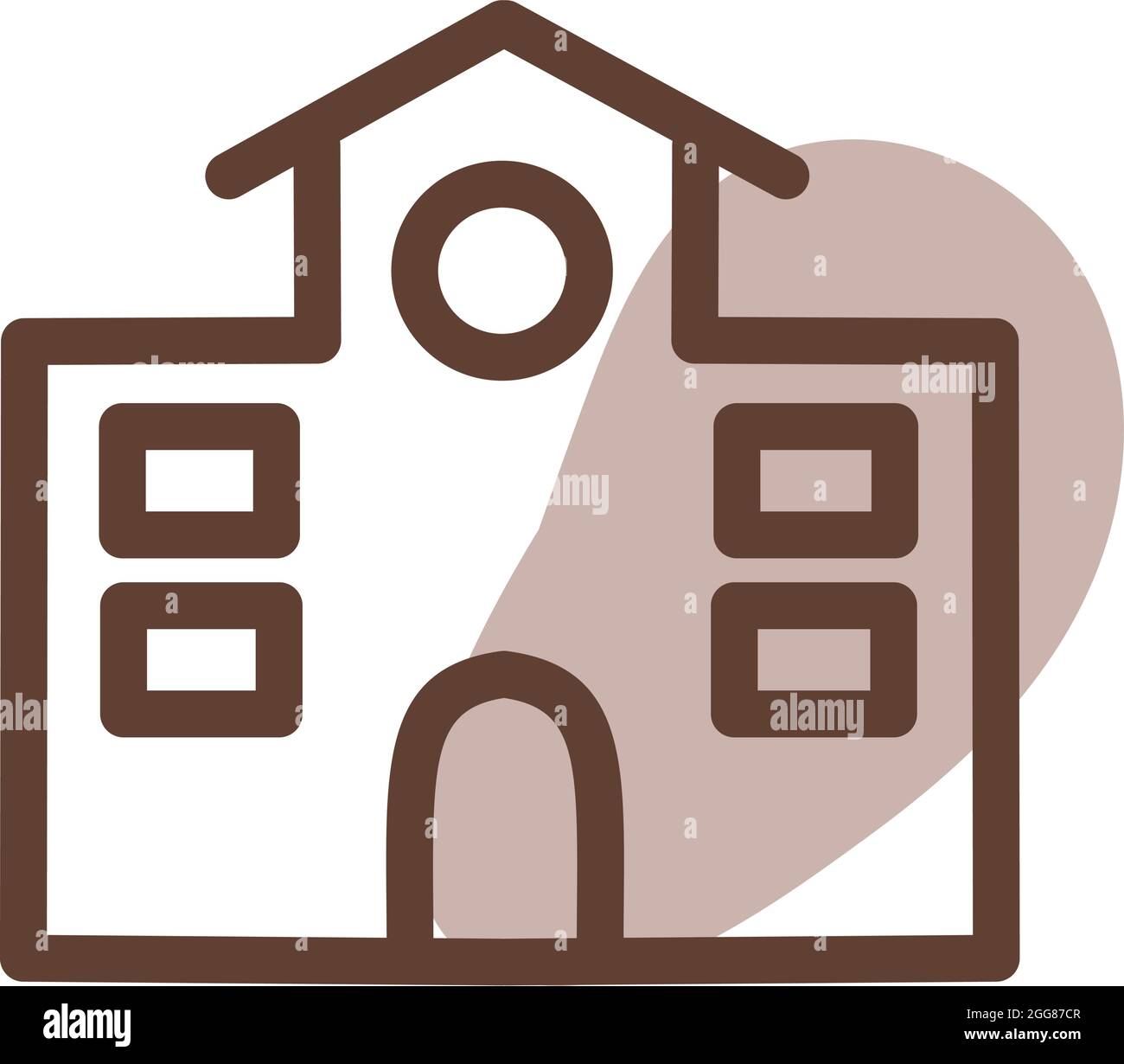 Brown church building, illustration, vector on a white background Stock ...