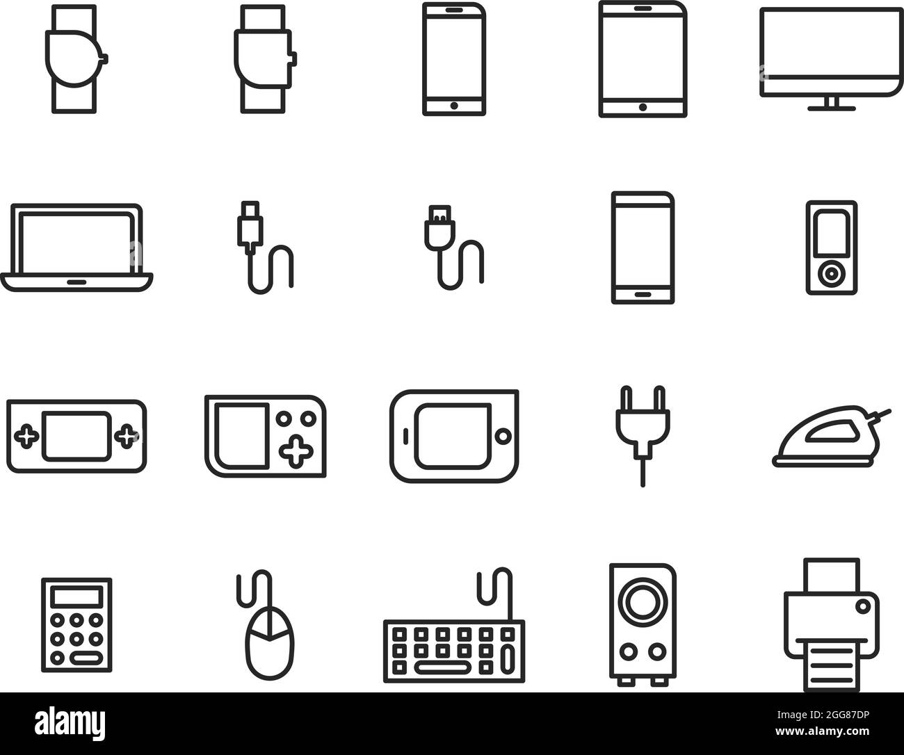 Electric devices, illustration, vector on a white background Stock ...