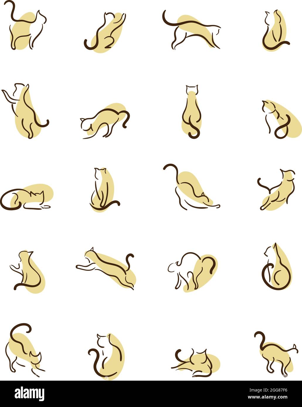 Yellow cats, illustration, vector on a white background Stock Vector ...
