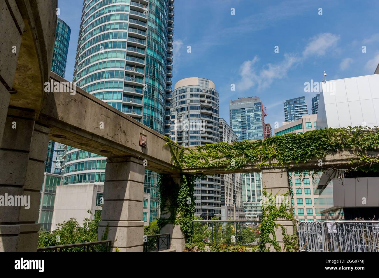 Construction of the modern condo buildings with huge windows and ...