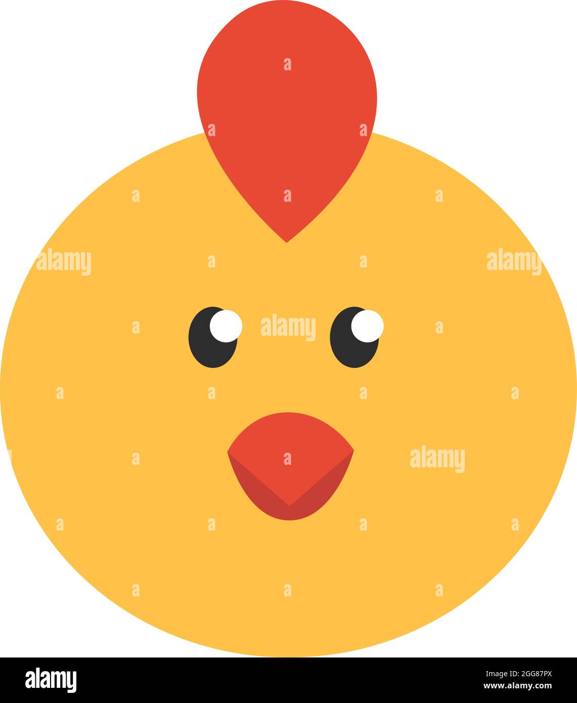 Yellow chicken head, illustration, vector on a white background Stock ...