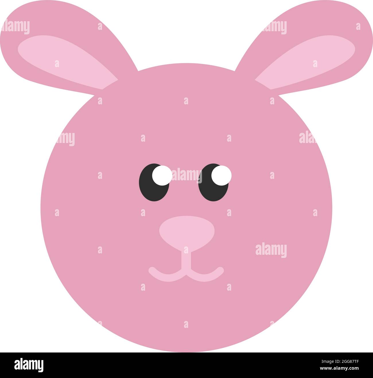 Pink bunny head, illustration, vector on a white background Stock ...