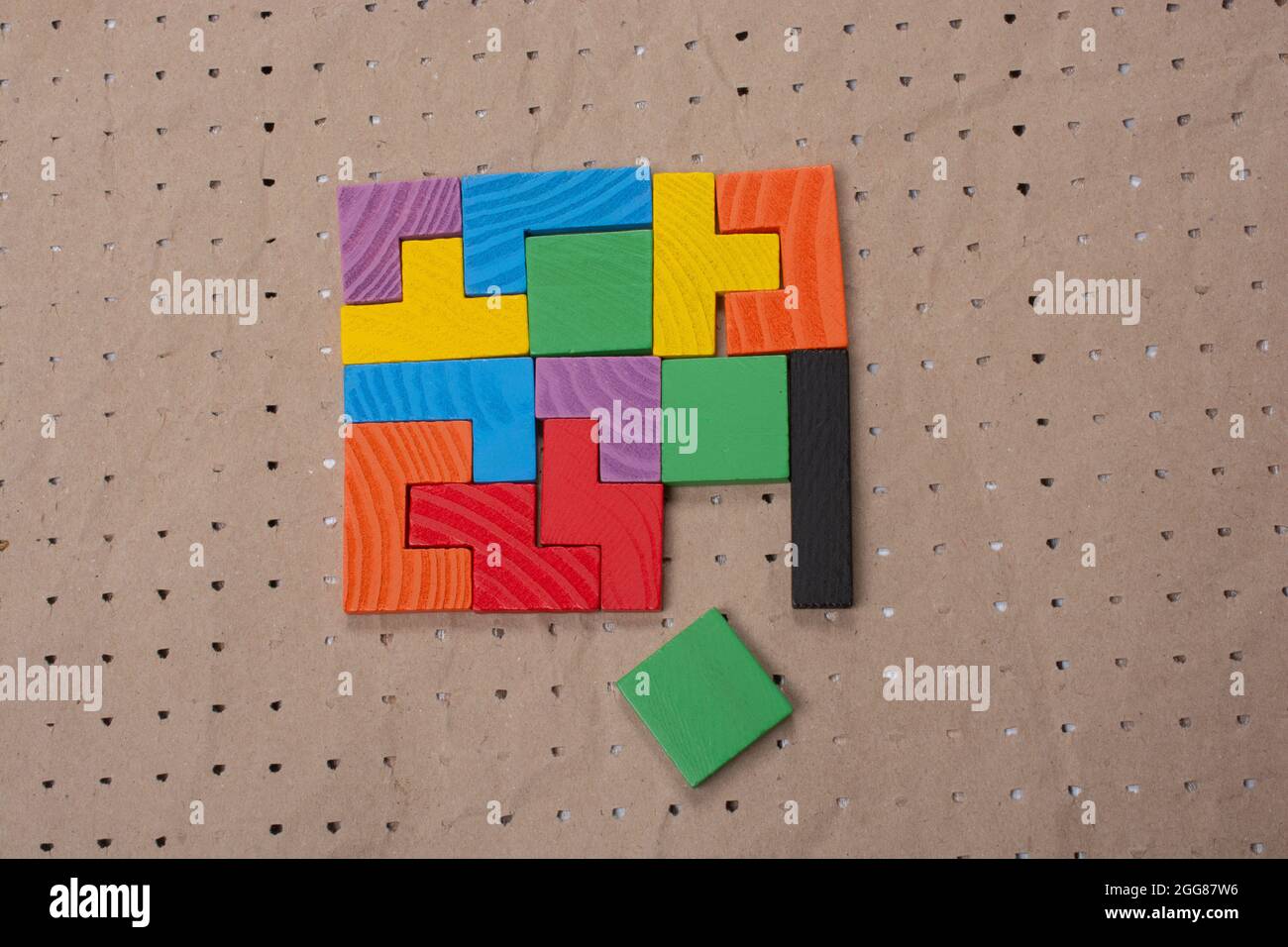 Concept of creative logical thinking. Different colorful wooden blocks ...
