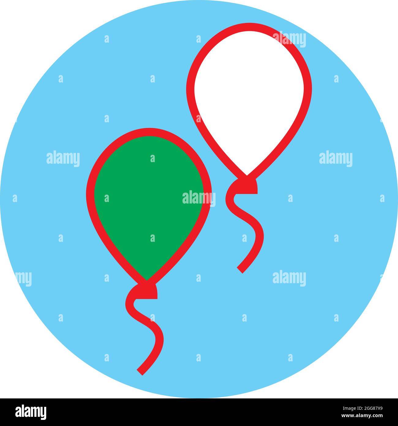 Two balloons, illustration, vector on a white background Stock Vector ...