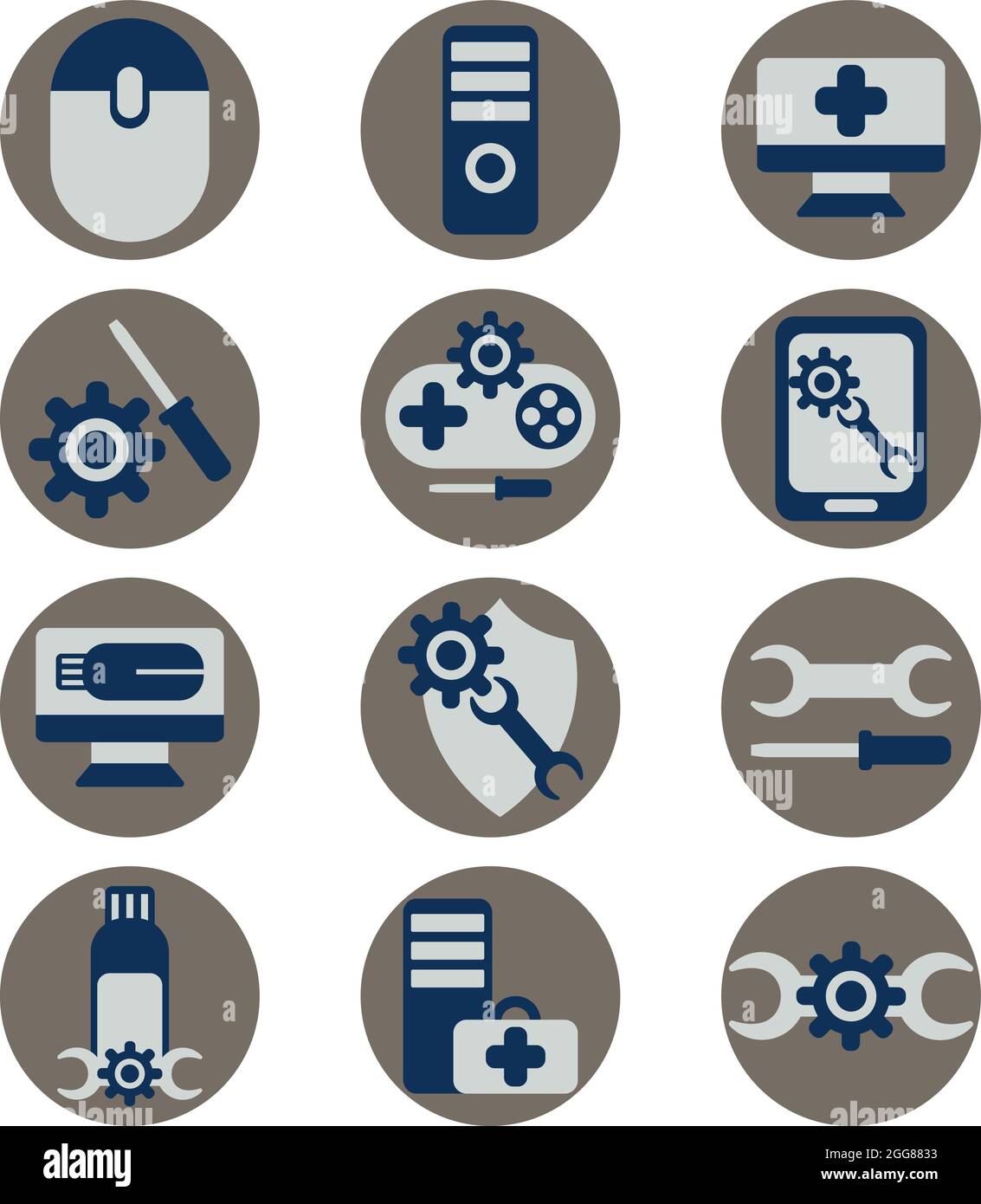 Computer service, illustration, vector on a white background Stock ...