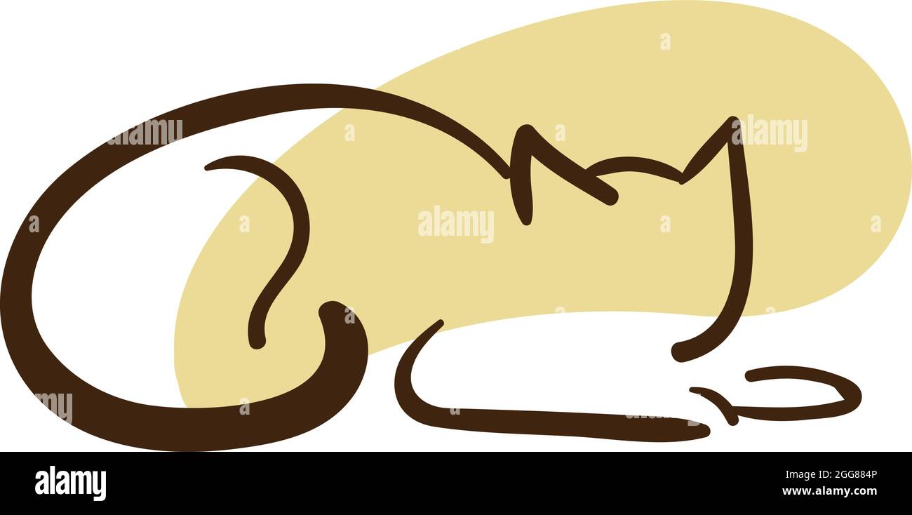 Yellow cat laying down, illustration, vector on a white background ...