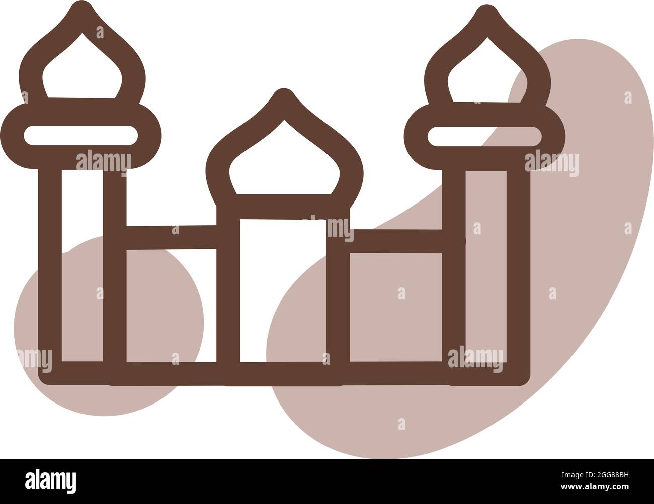 Brown building with interesting roof, illustration, vector on a white ...