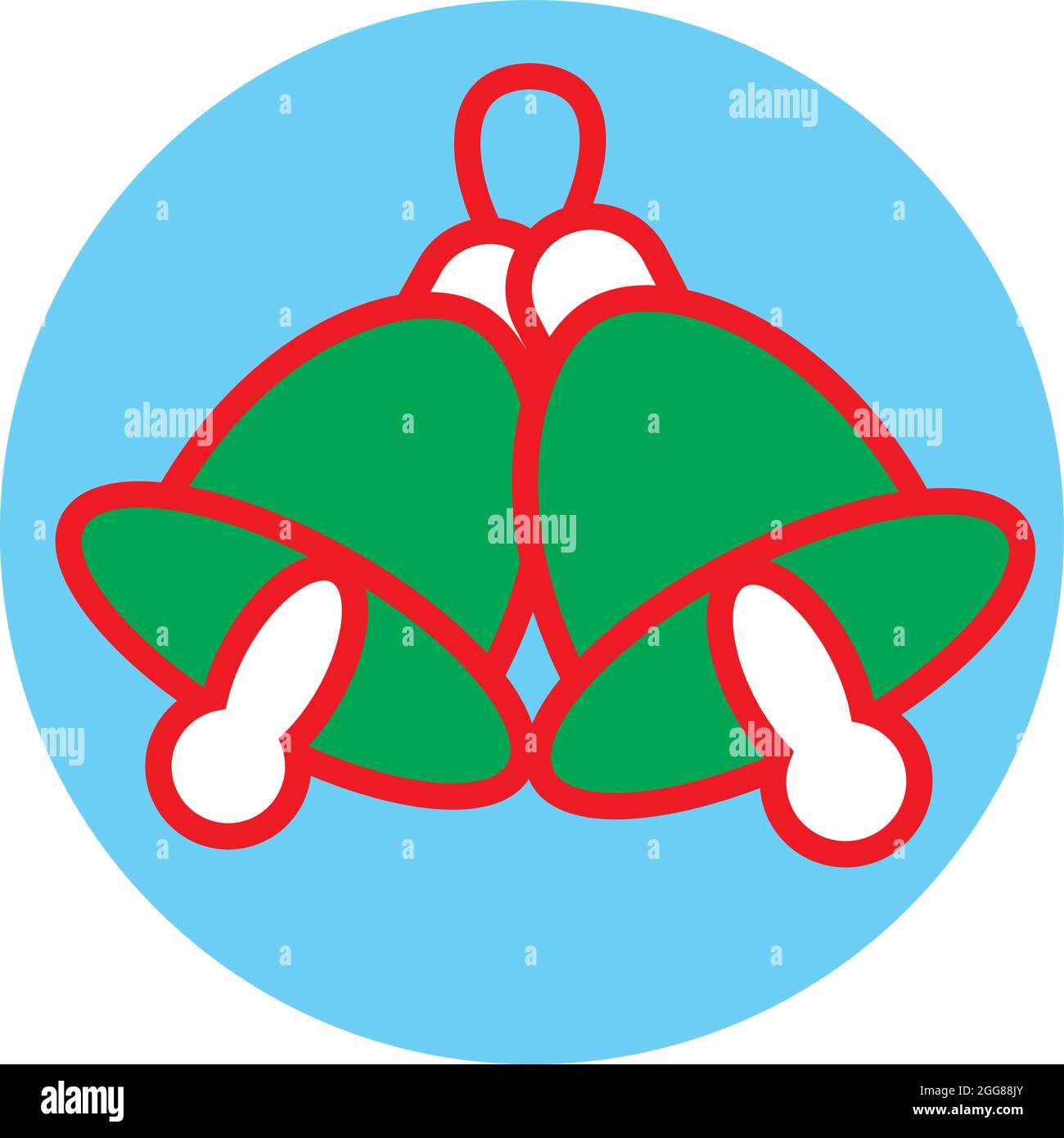Two green bells, illustration, vector on a white background Stock ...