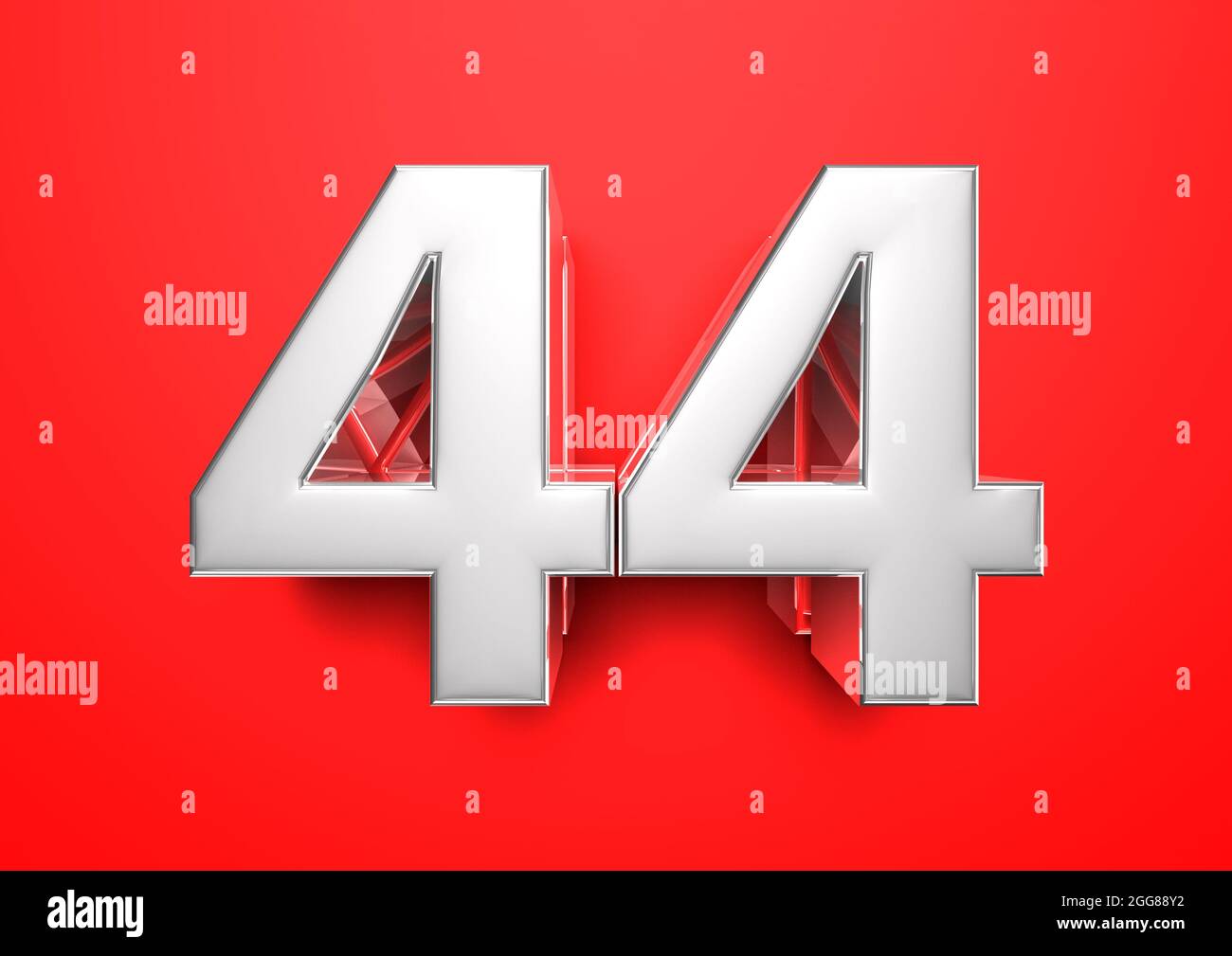 Price tag 44. Anniversary 44. Number 44 3D illustration on a red ...