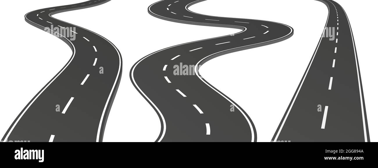 Realistic vector 3d set of curved roads and highways. Vector graphic ...