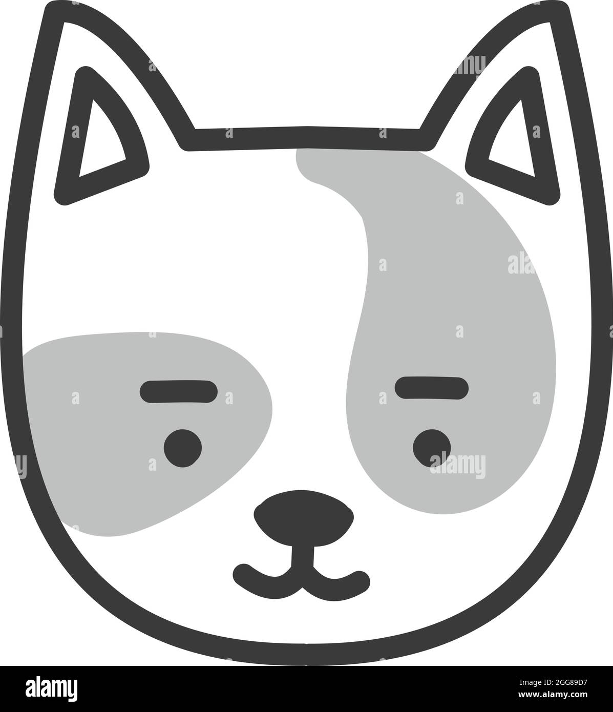 Grey cat head, illustration, vector on a white background Stock Vector ...