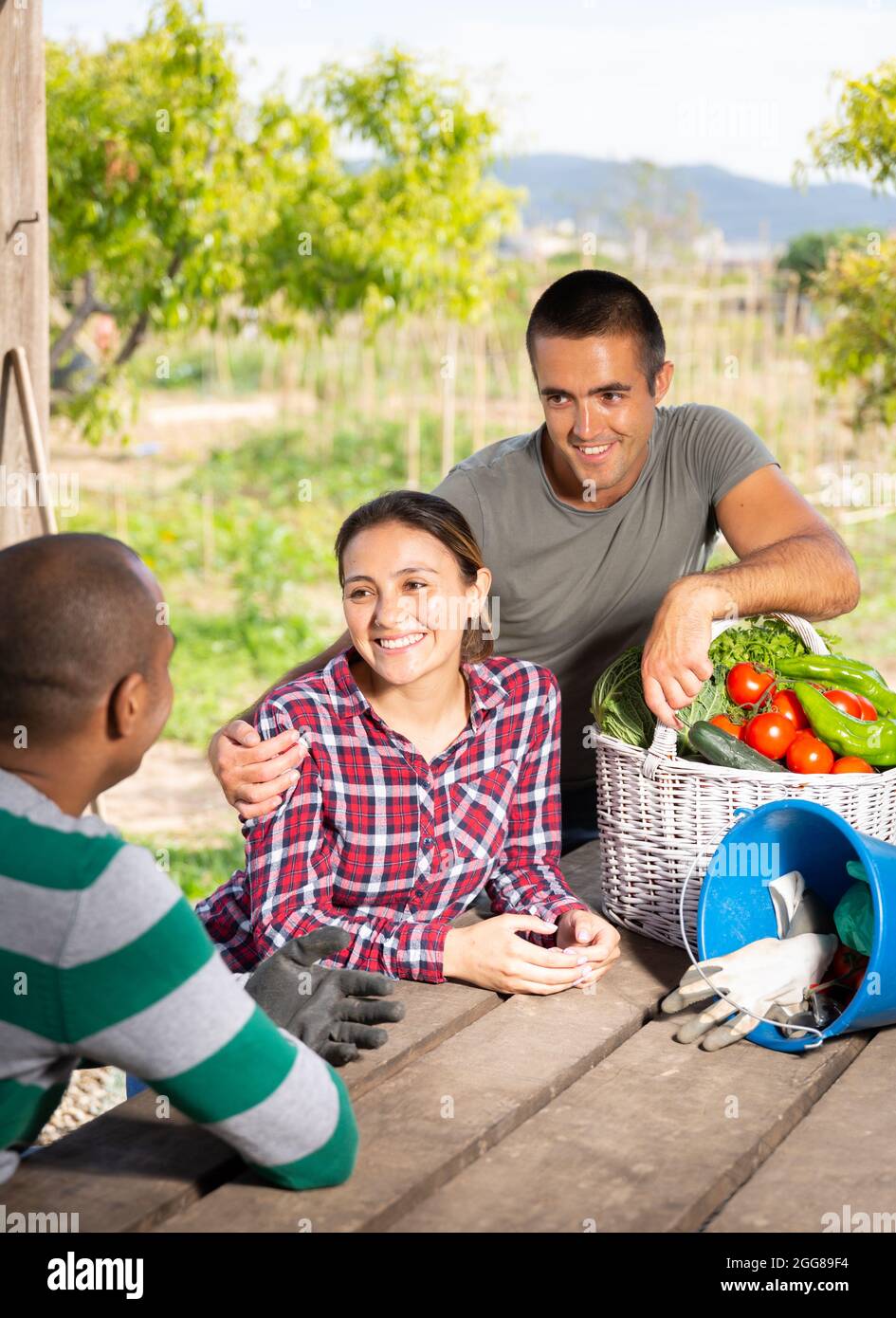 Three farmers table man hi-res stock photography and images - Alamy