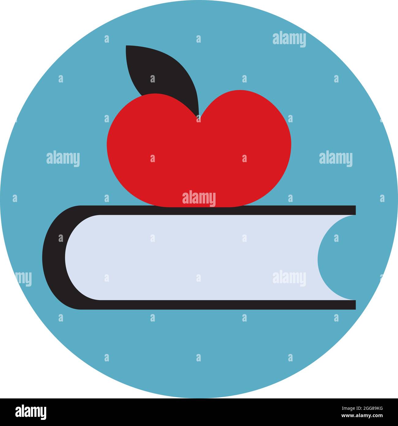 Apple and book, illustration, vector on a white background Stock Vector ...