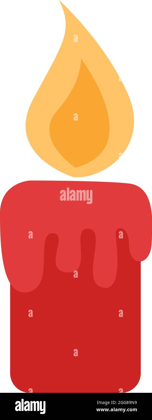 Red burning candle, illustration, vector on a white background Stock ...