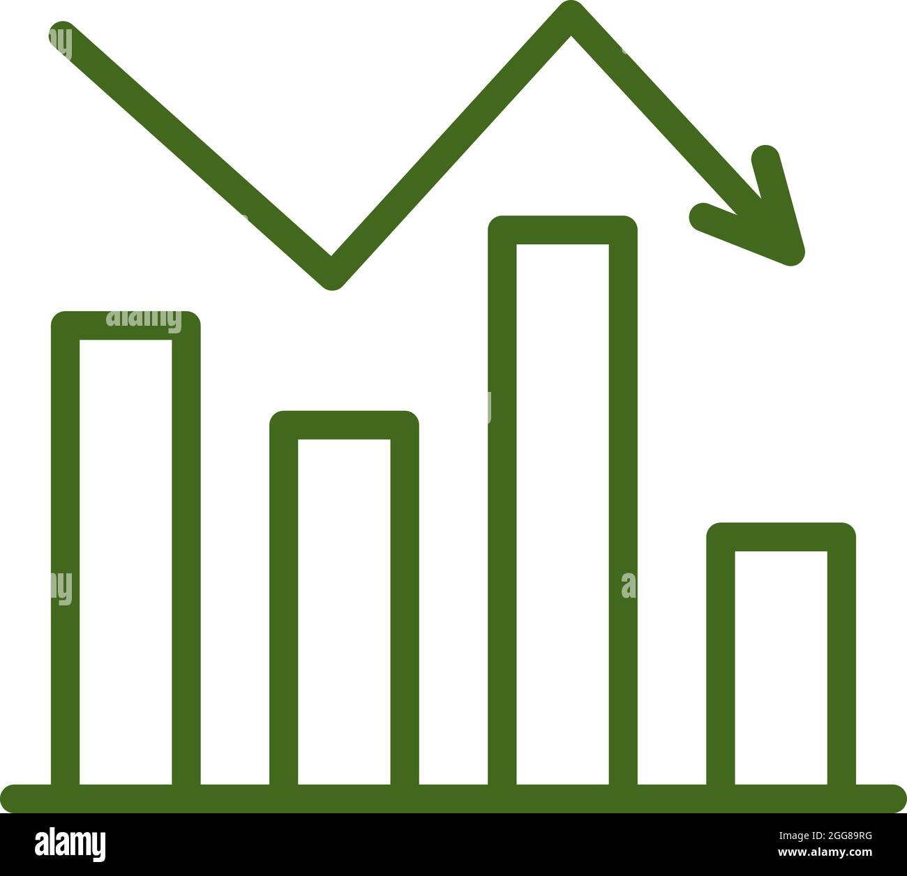 Failing graph, illustration, vector on a white background Stock Vector ...