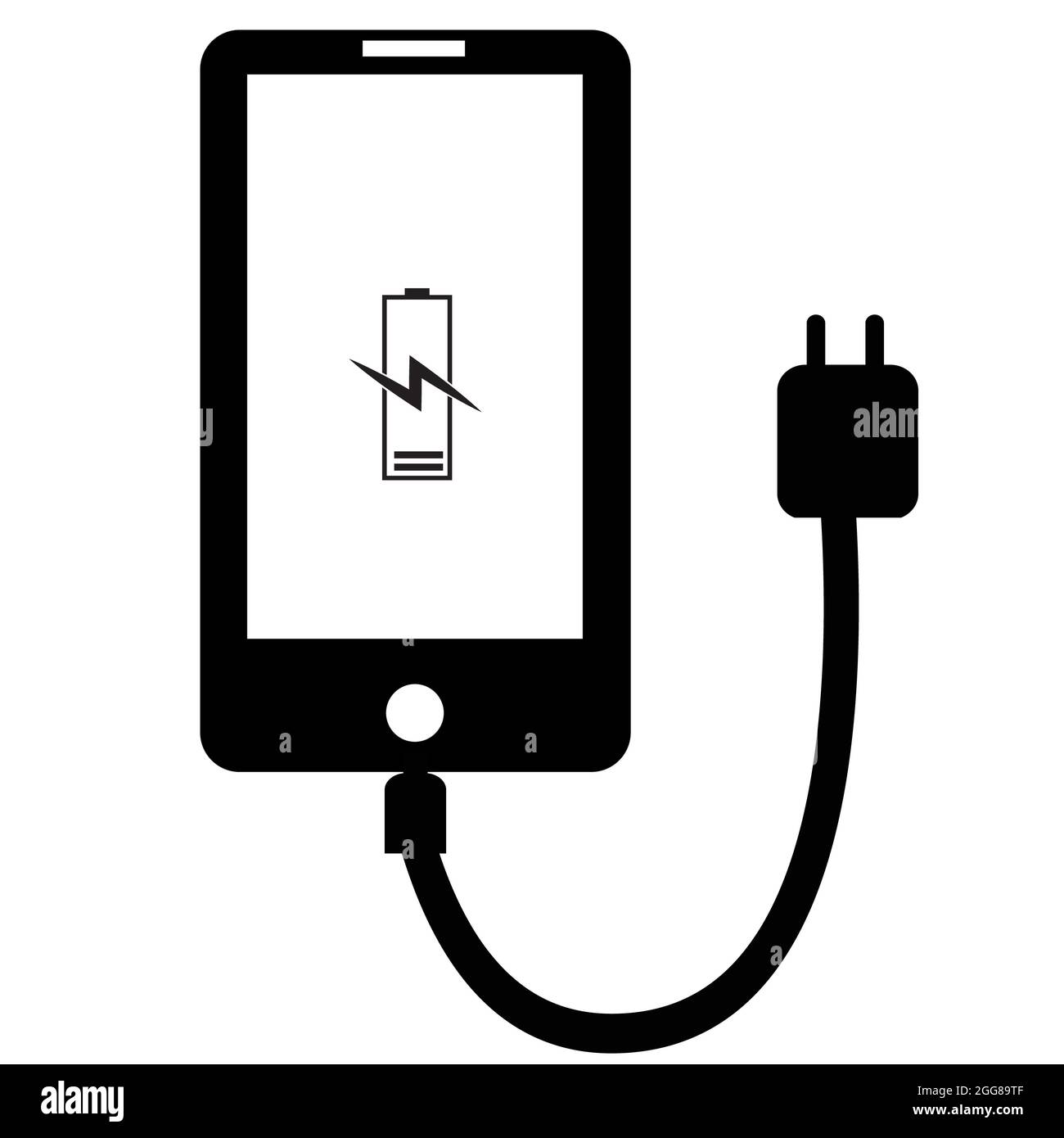 Charging phone icon on white background. Mobile phone charging sign ...