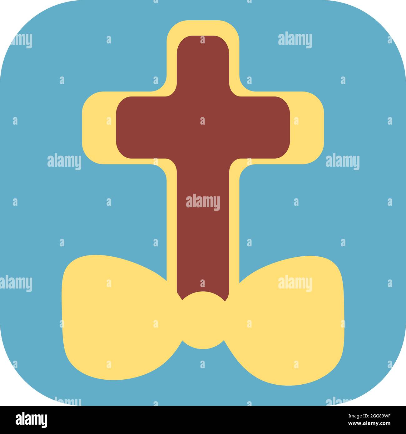 Cross with yellow bow, illustration, vector on a white background Stock ...
