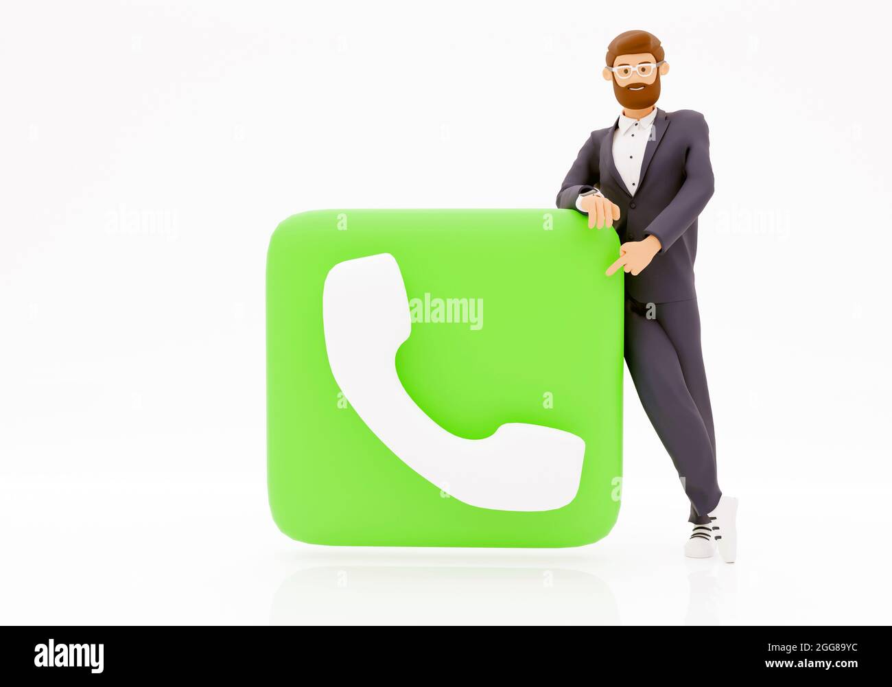 3d render businessman call center, illustration with isolated white ...