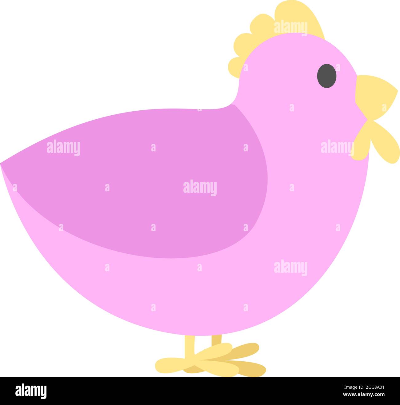 Pink easter chicken, illustration, vector on a white background Stock ...