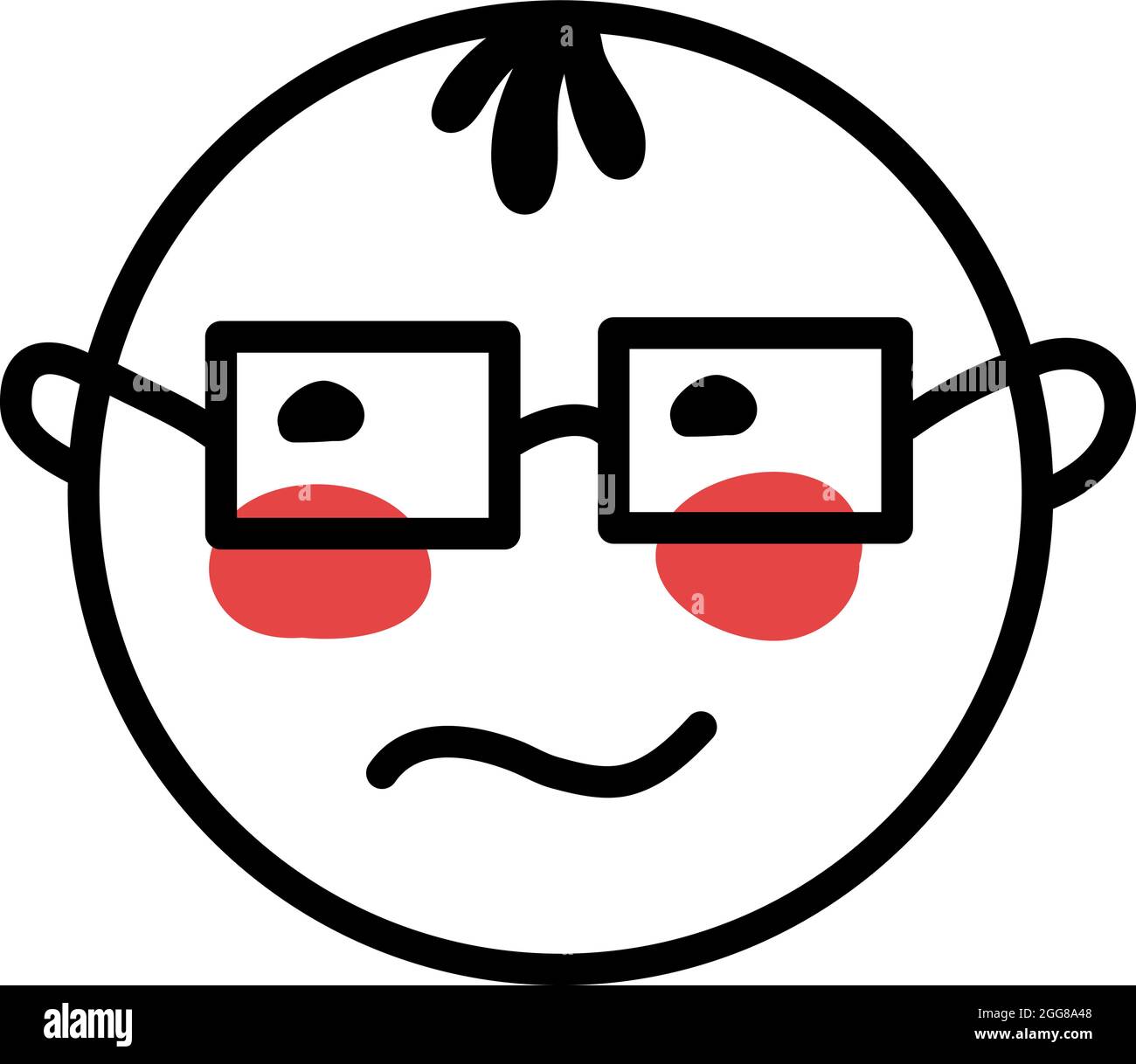 Boy with red cheeks and glasses, illustration, vector on a white ...