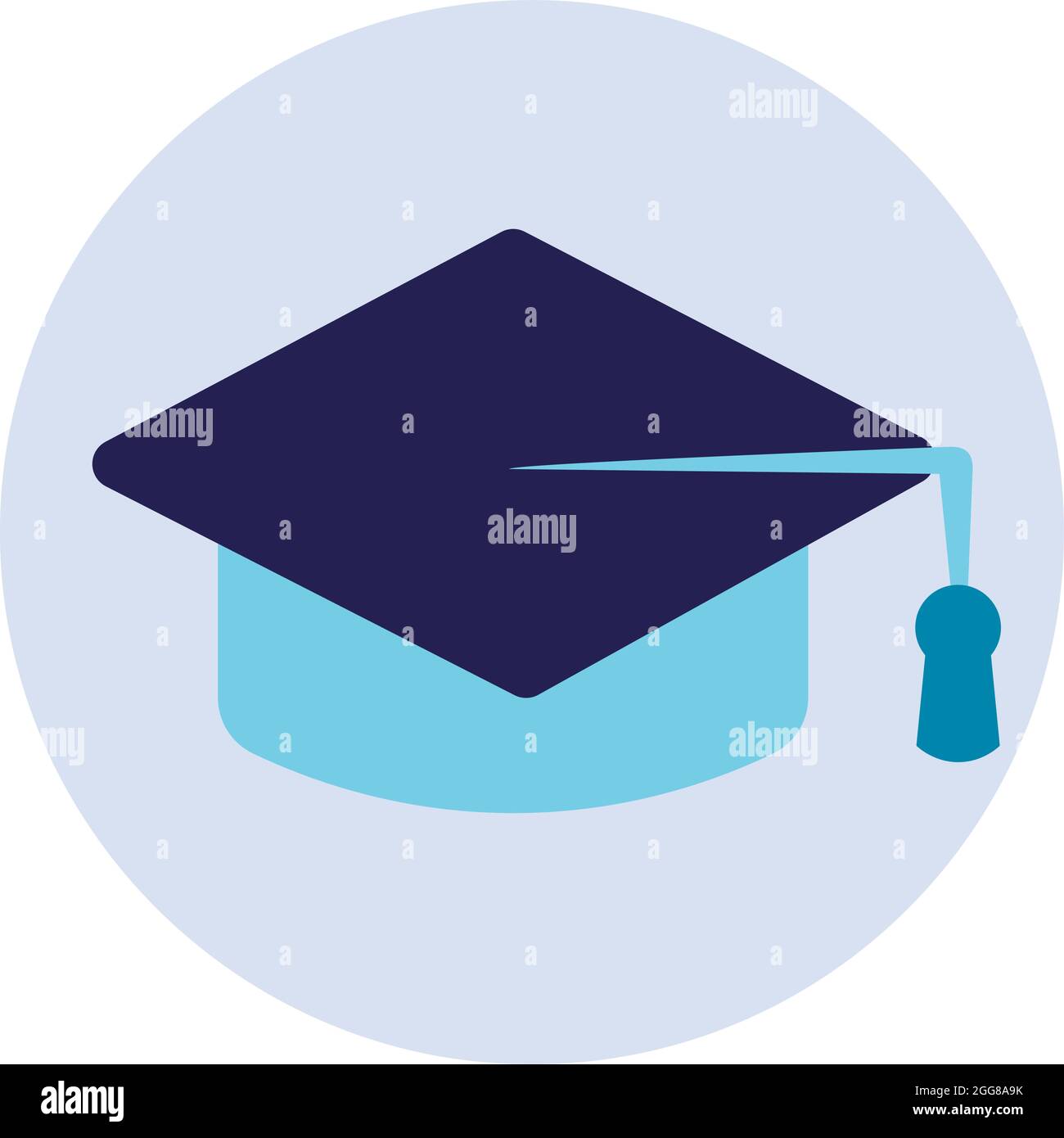 Blue education hat, illustration, vector on a white background Stock ...
