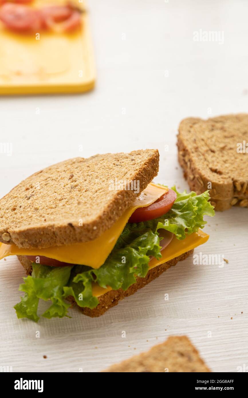 delicious homemade sandwiches, prepared with fresh ingredients, armed ...