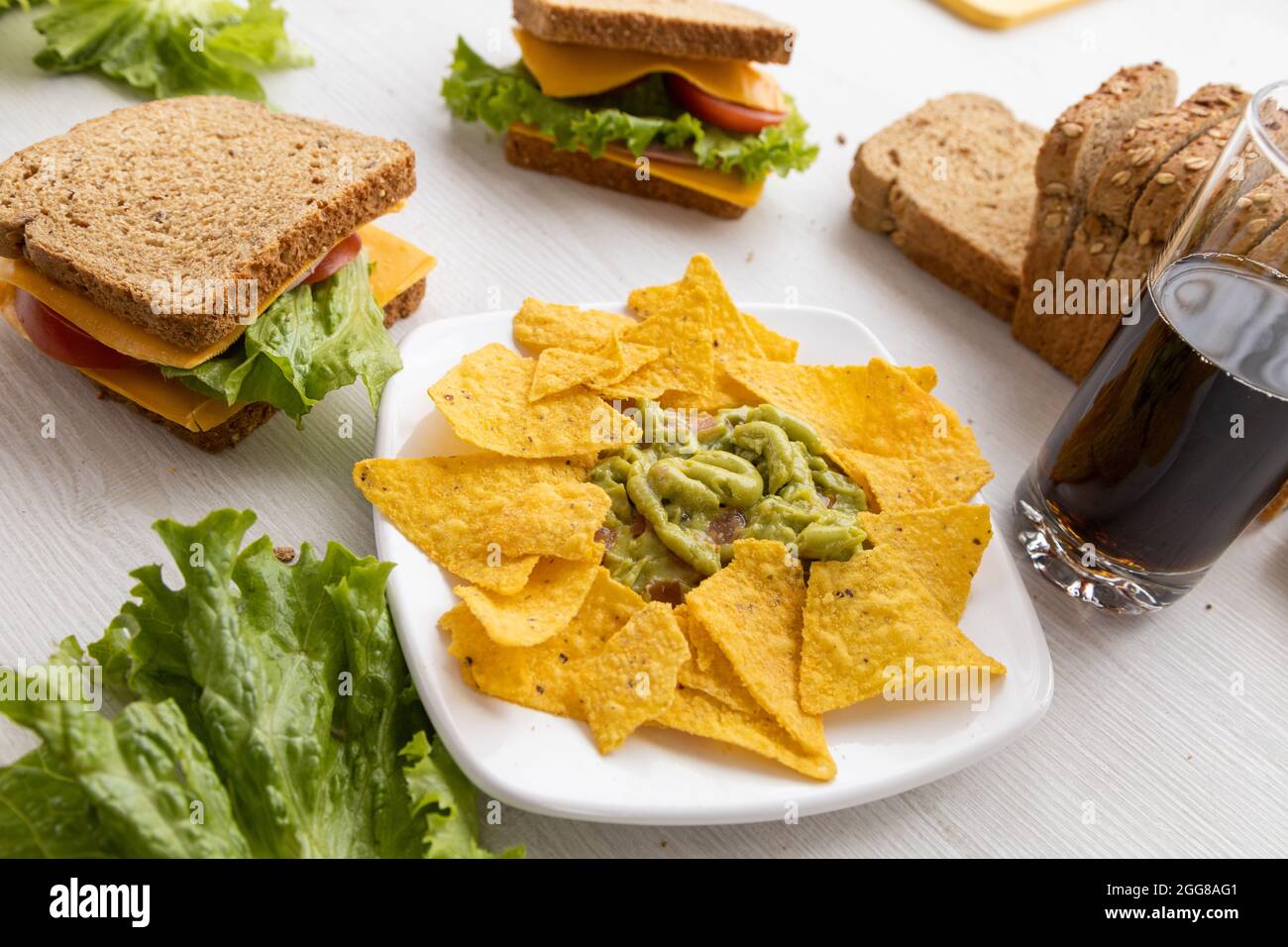 detail of a table with several sandwiches with whole wheat bread ...