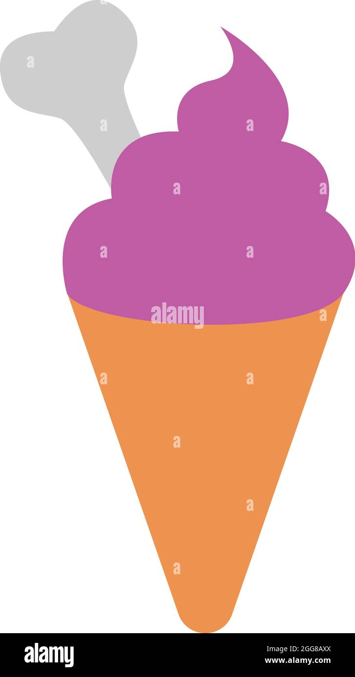 Ice cream with bone, illustration, vector on a white background Stock ...