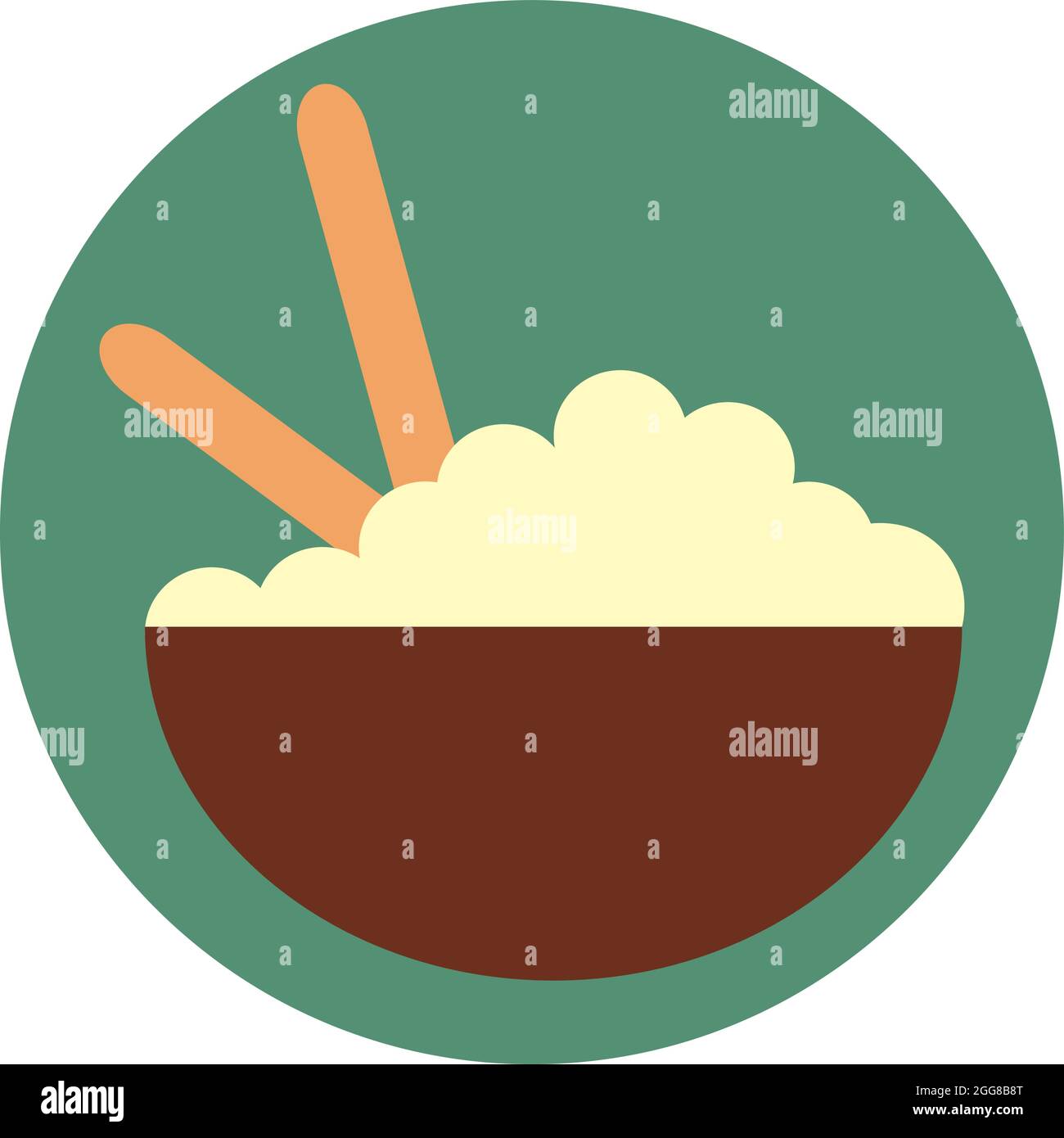 White cooked rice, illustration, vector on a white background Stock ...