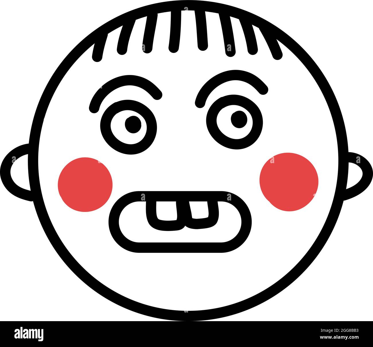 Angry boy with red cheeks, illustration, vector on a white background ...
