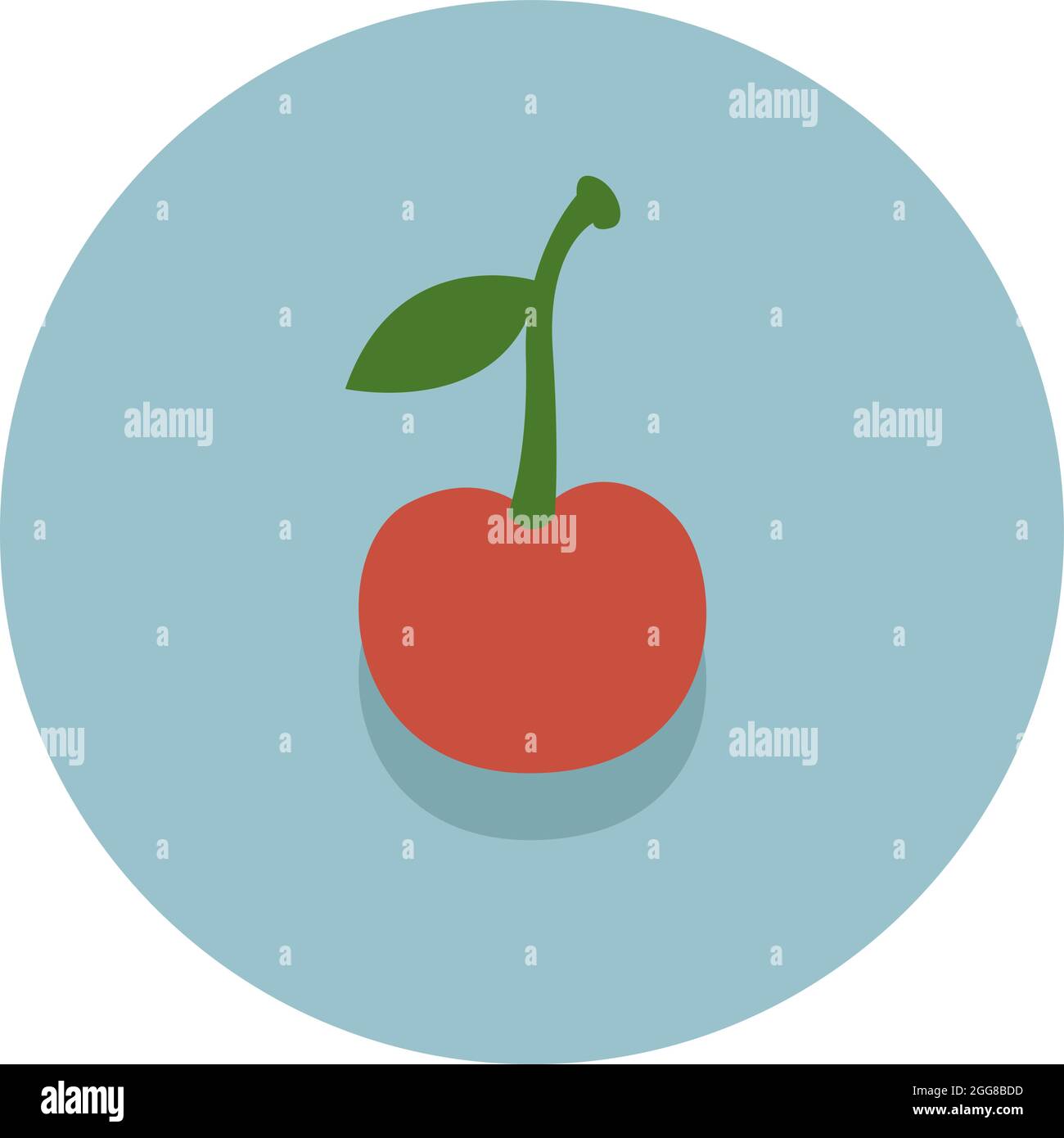 One cherry, illustration, vector on a white background Stock Vector ...