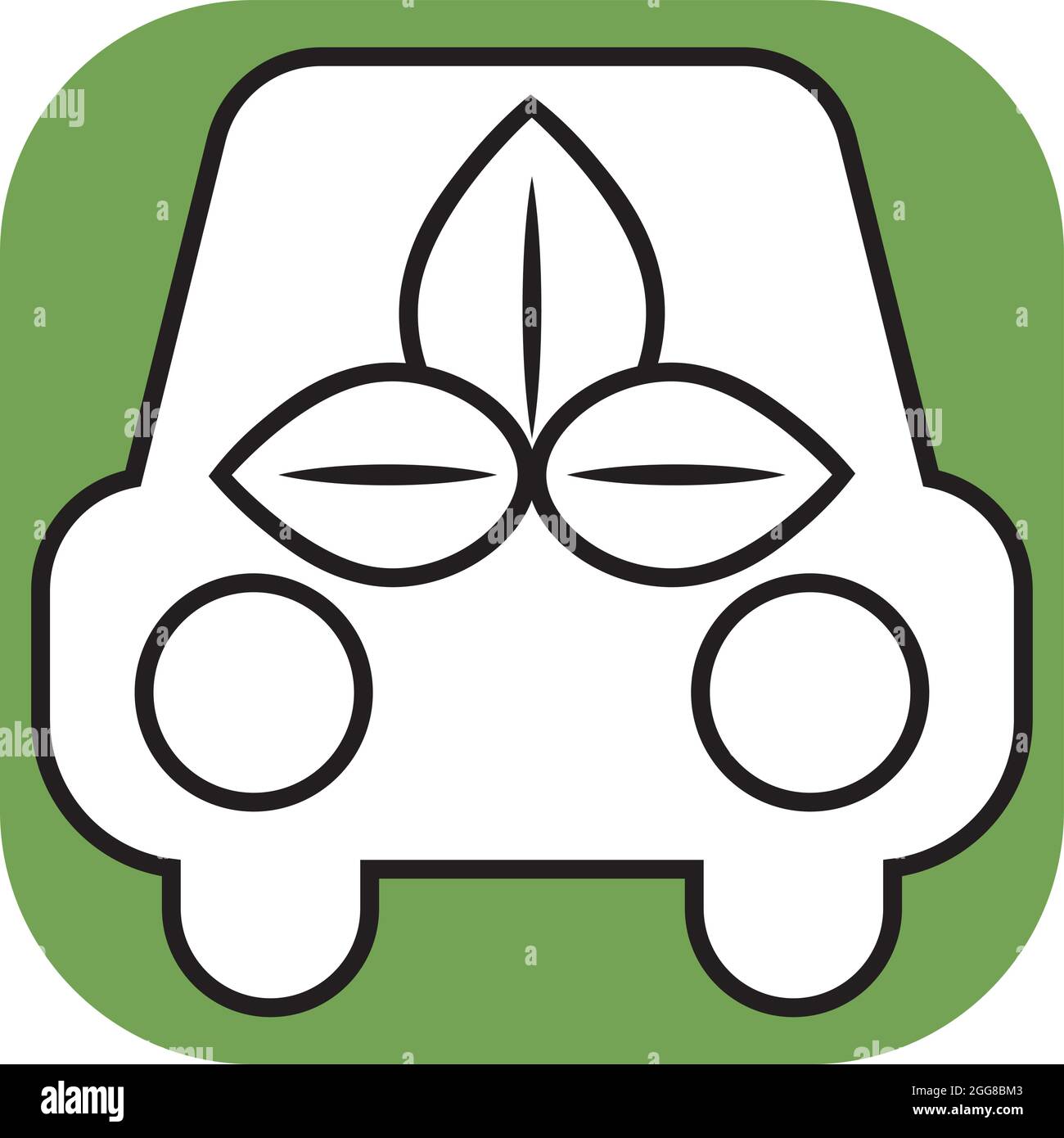 Car with leaf, illustration, vector on a white background Stock Vector ...