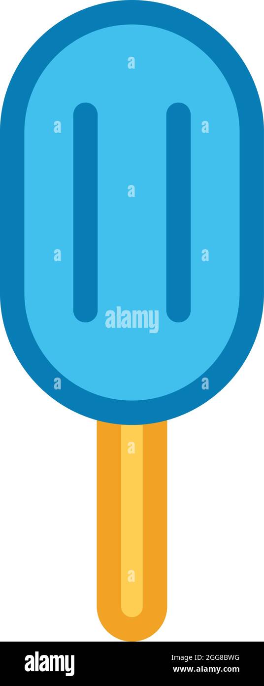 Blue ice cream on stick, illustration, vector on a white background ...