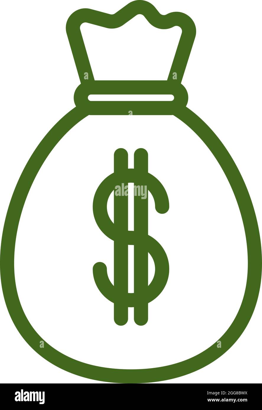 Green money bag, illustration, vector on a white background Stock ...