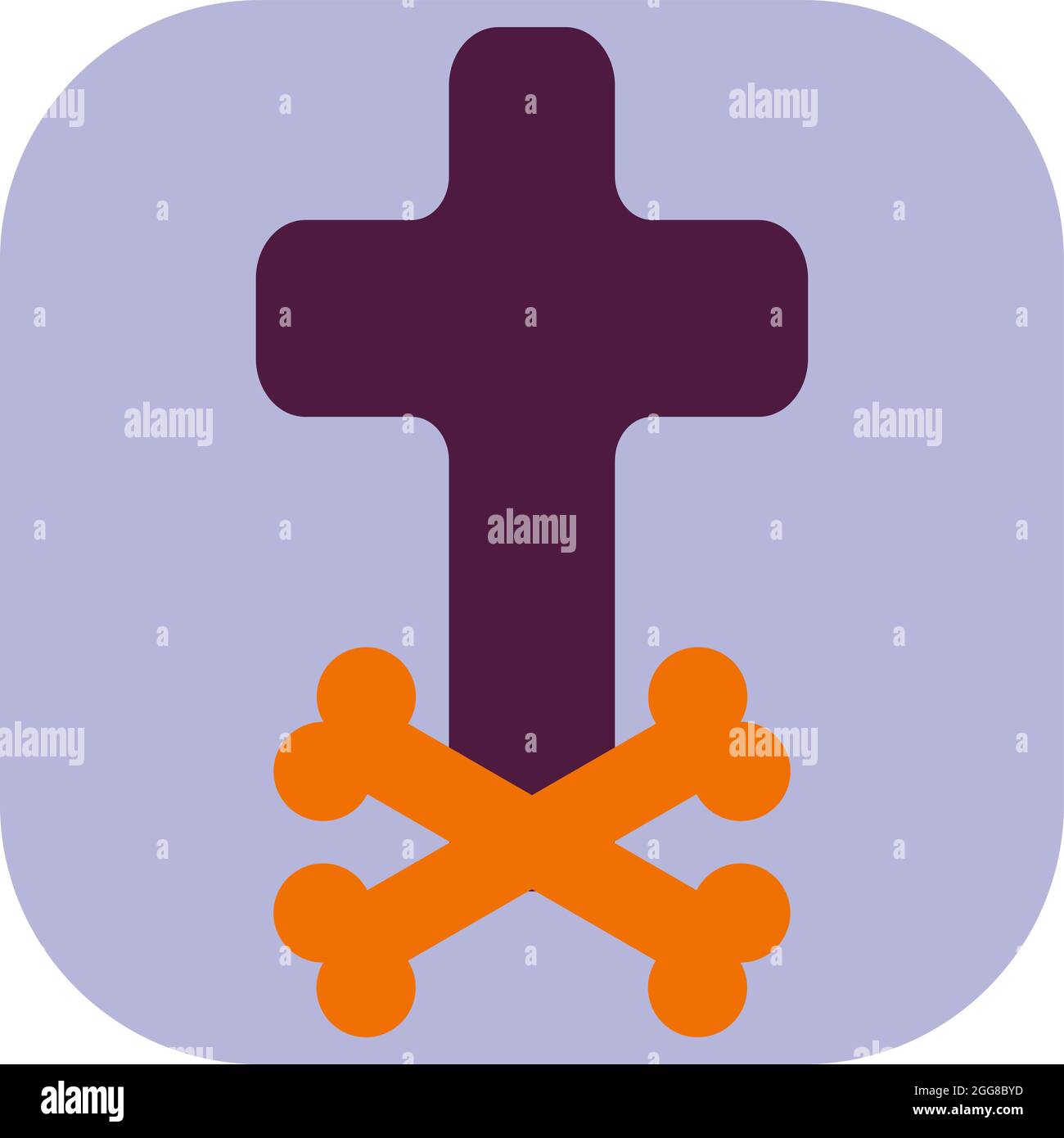 Purple cross with orange bones, illustration, vector on a white ...
