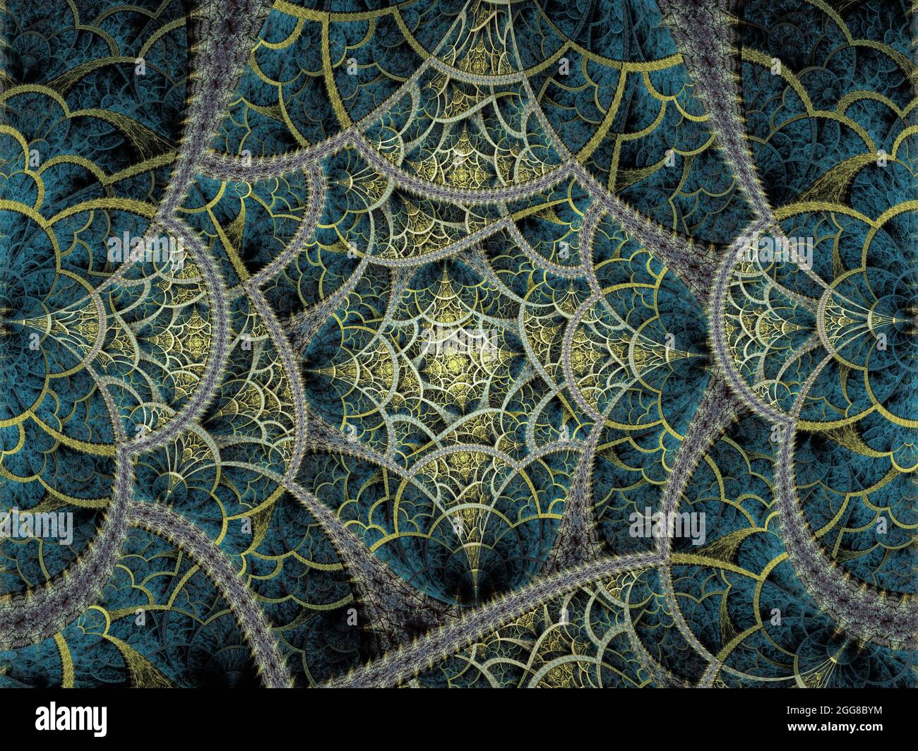 Complex Blue and Gold Fractal Design Stock Photo - Alamy