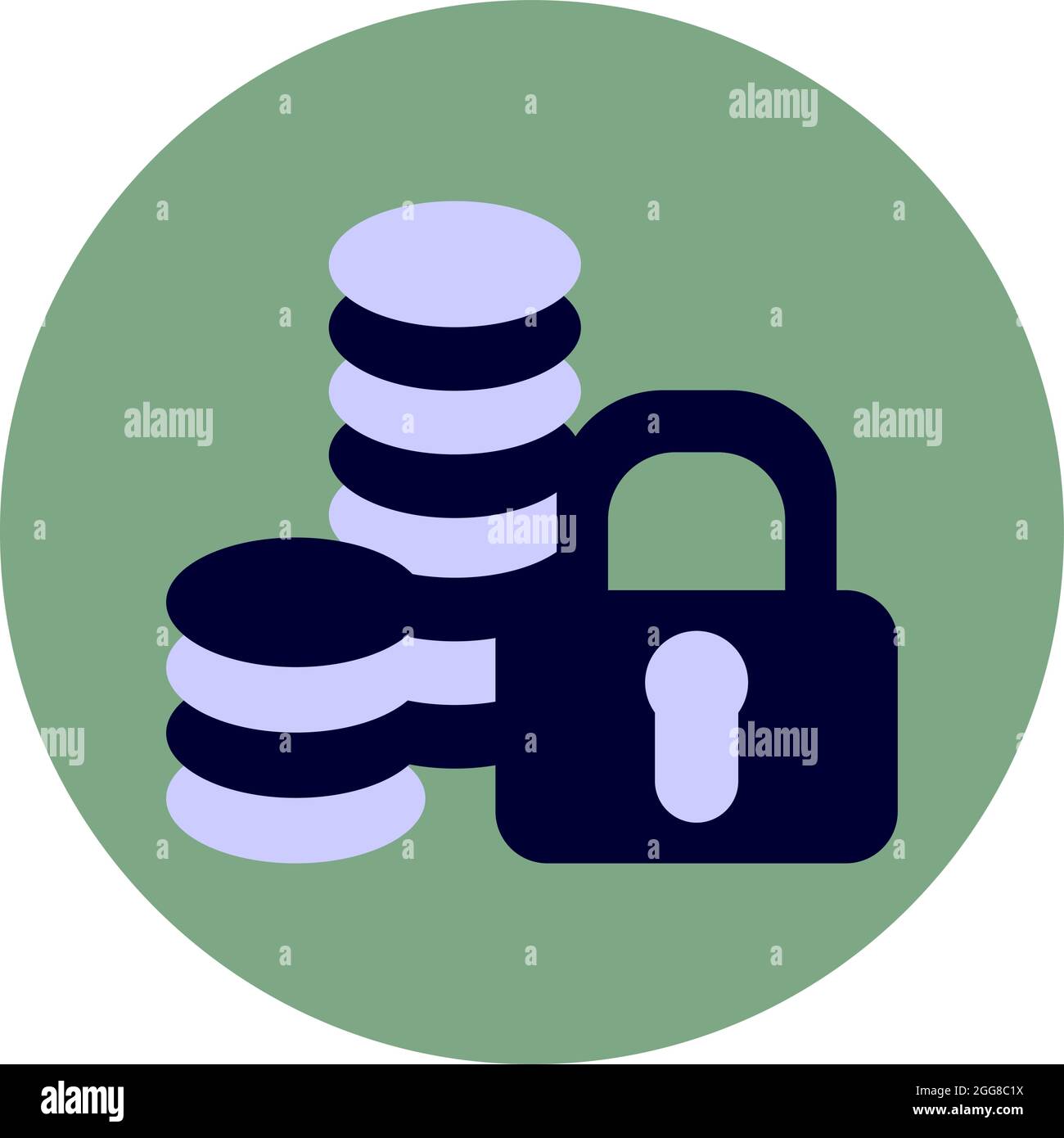 Coin with lock, illustration, vector on a white background Stock Vector ...