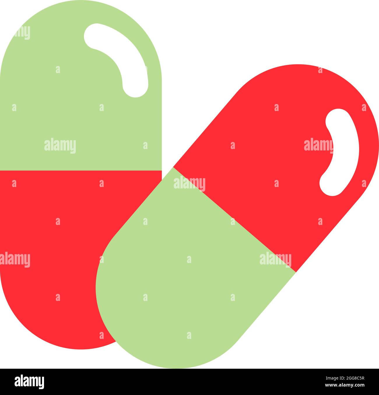 Two capsules, illustration, vector on a white background Stock Vector ...